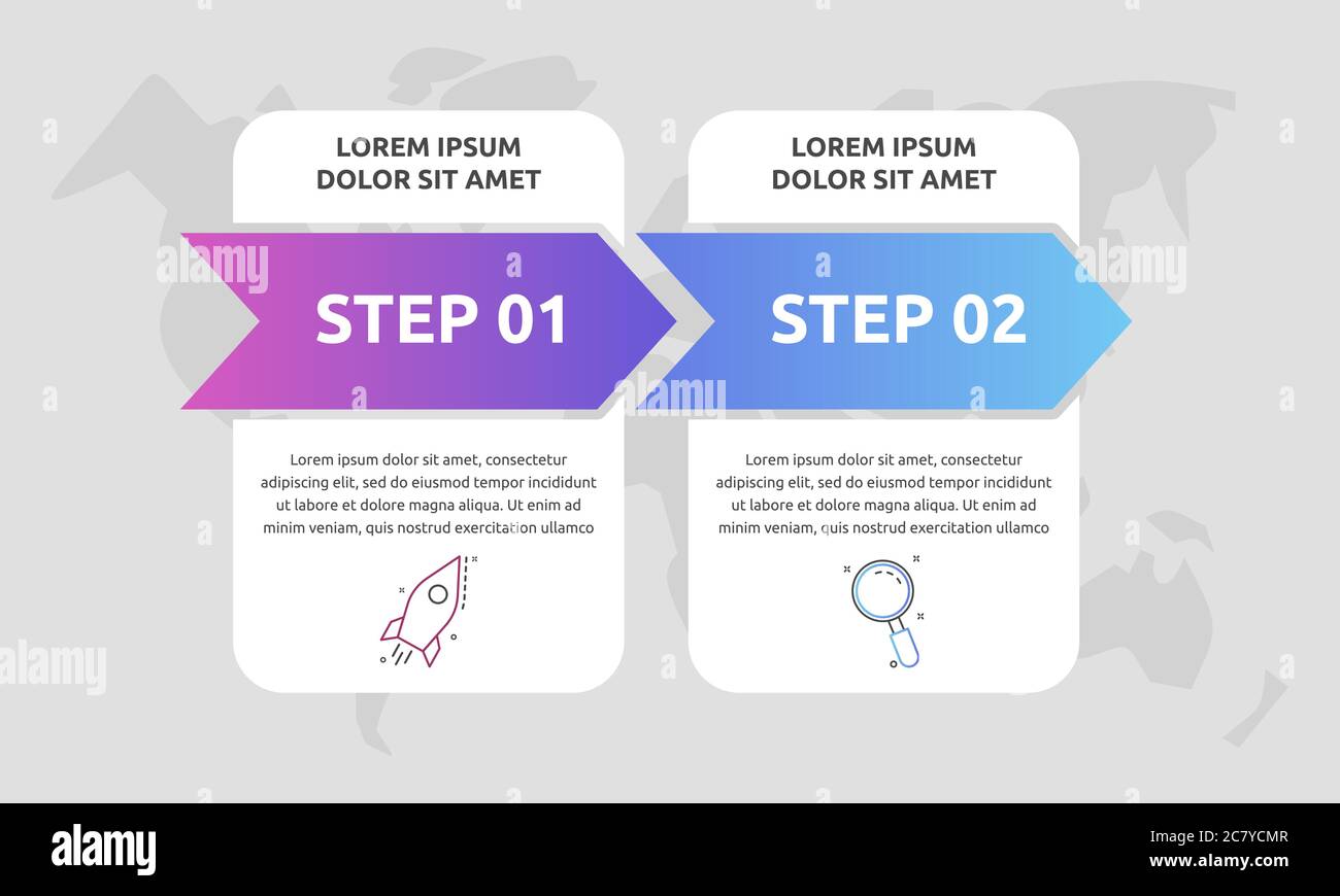 Vector infographics arrows with 2 successive steps, labels. Two ...
