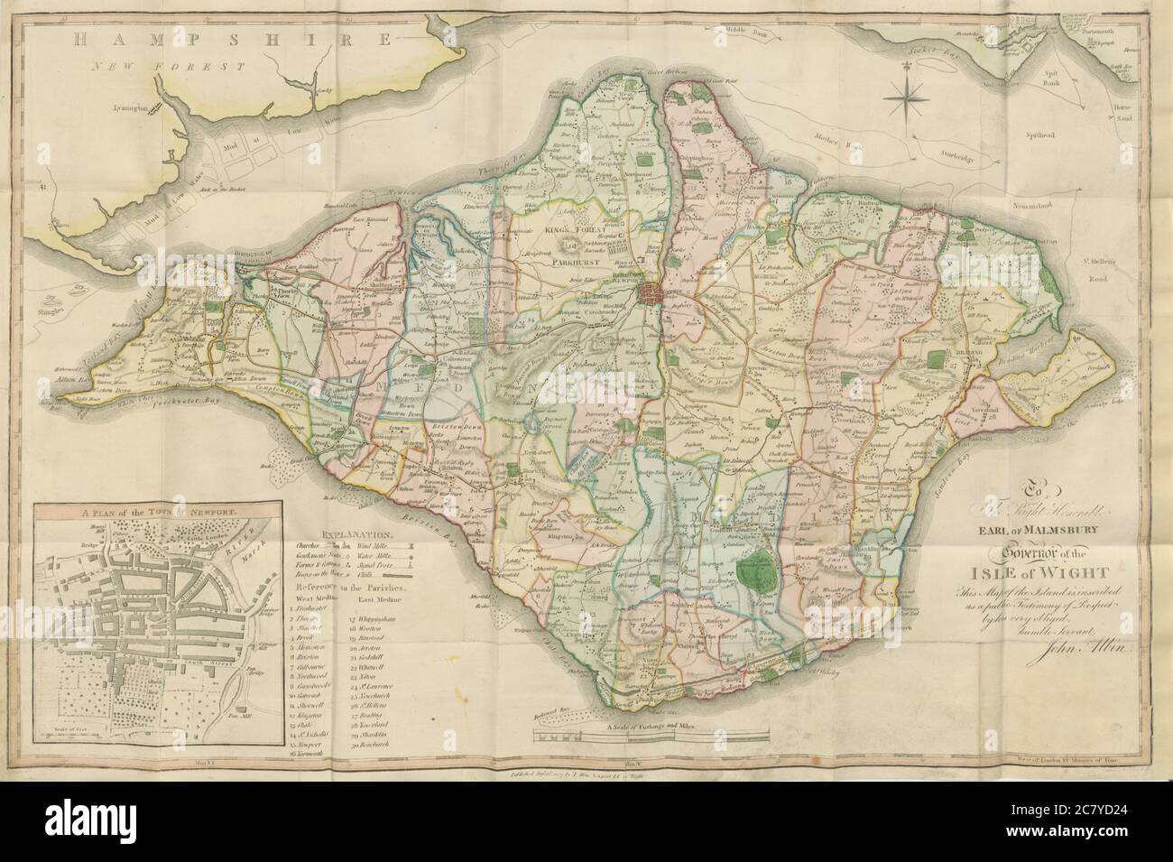 Old map of the isle of wight hi-res stock photography and images - Alamy
