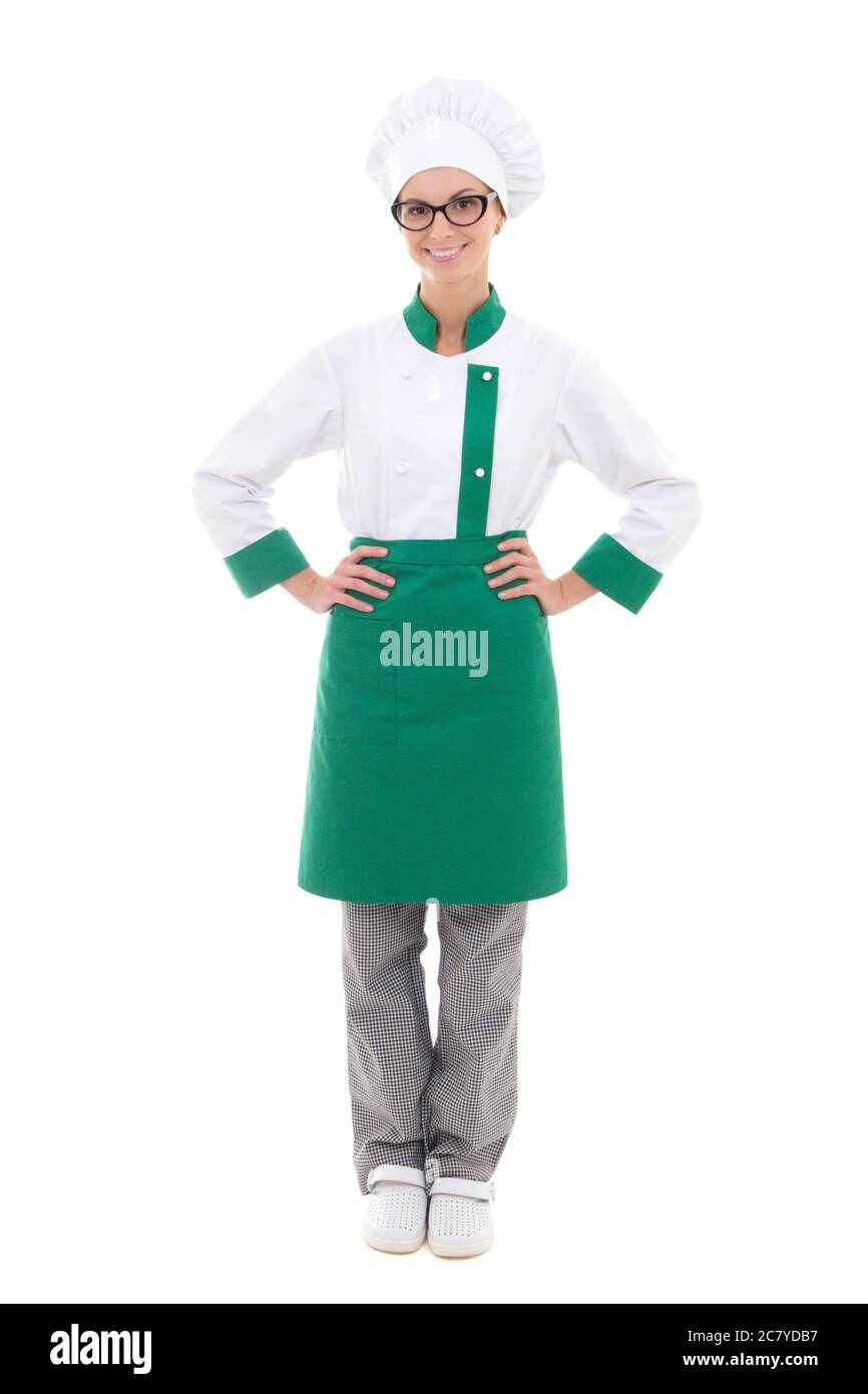 woman chef in uniform - full length isolated on white background Stock ...