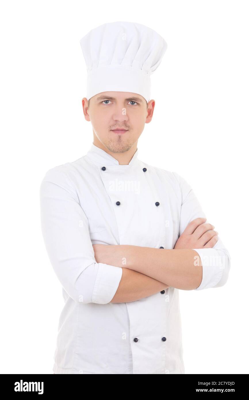 young man chef isolated on white background Stock Photo - Alamy