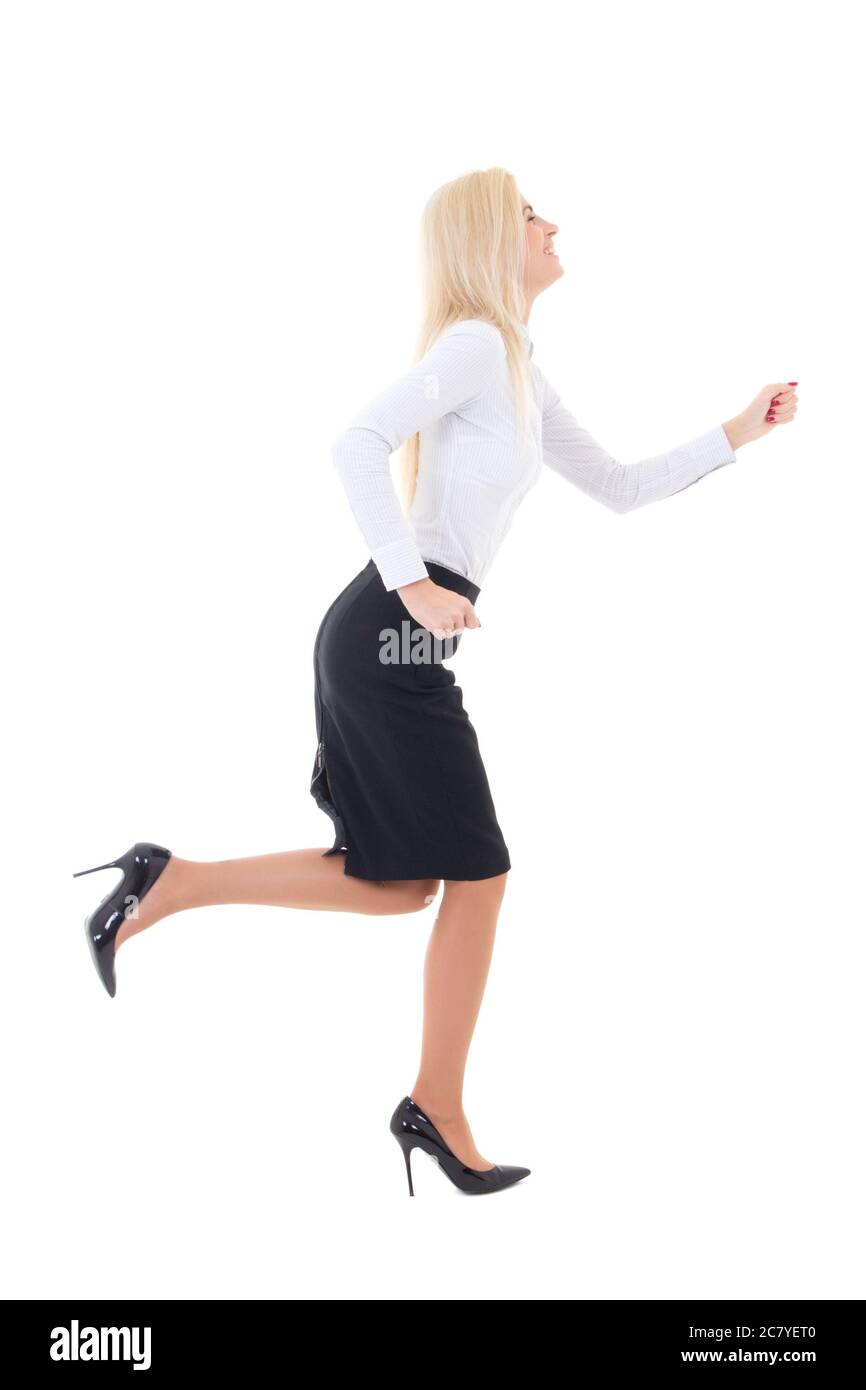 running business woman in suit isolated on white background Stock Photo ...