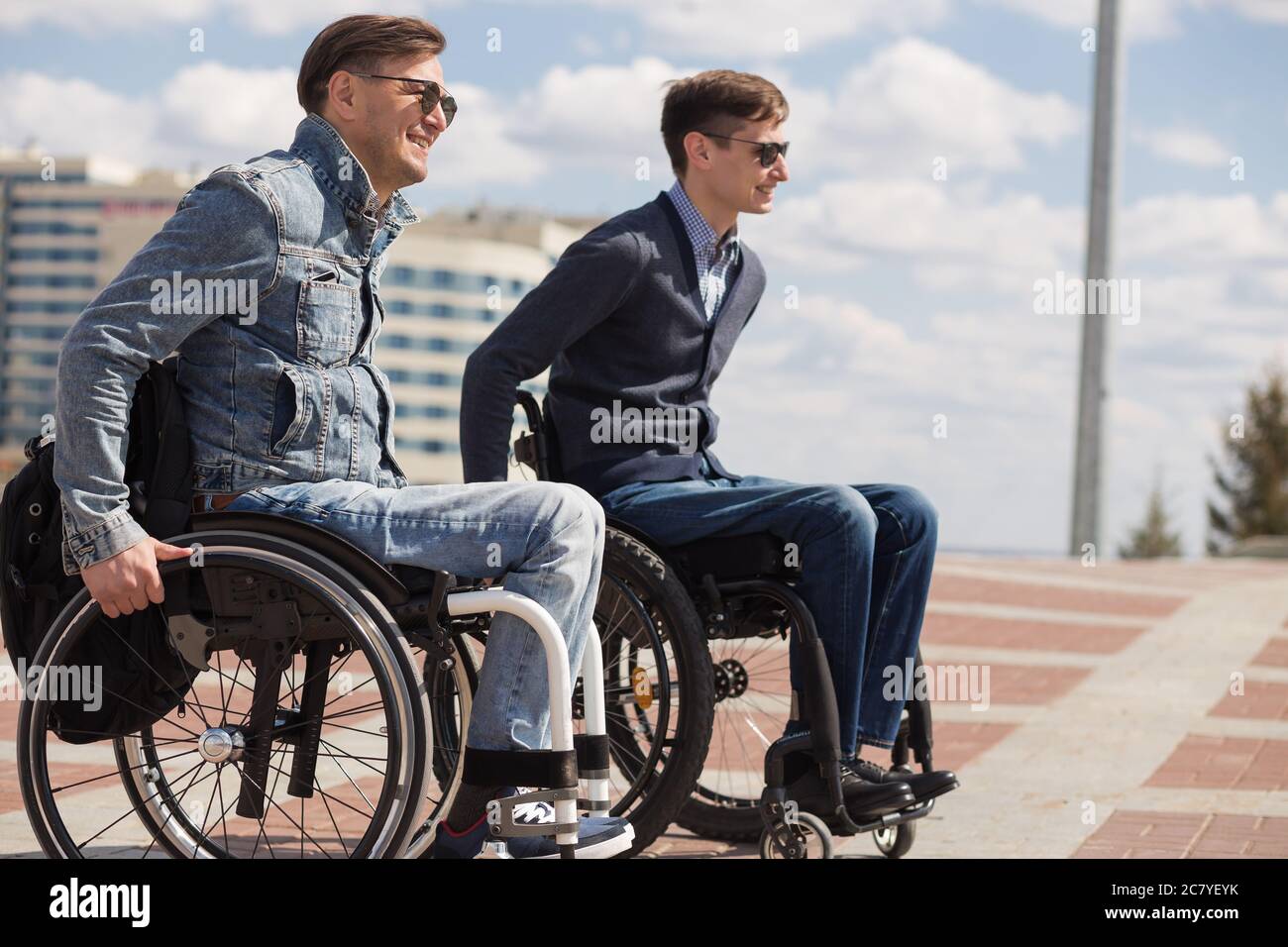 Disabled happy friends having hi-res stock photography and images - Alamy