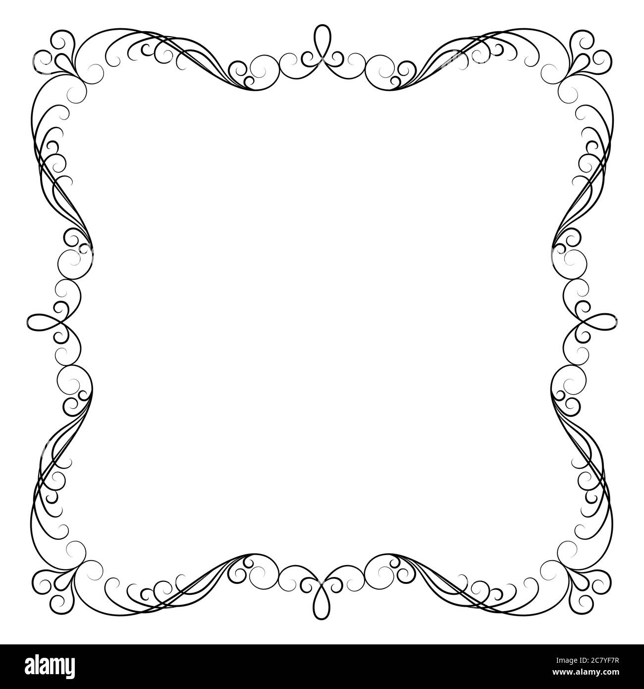 Black calligraphy ornamental decorative frame on white background Stock ...