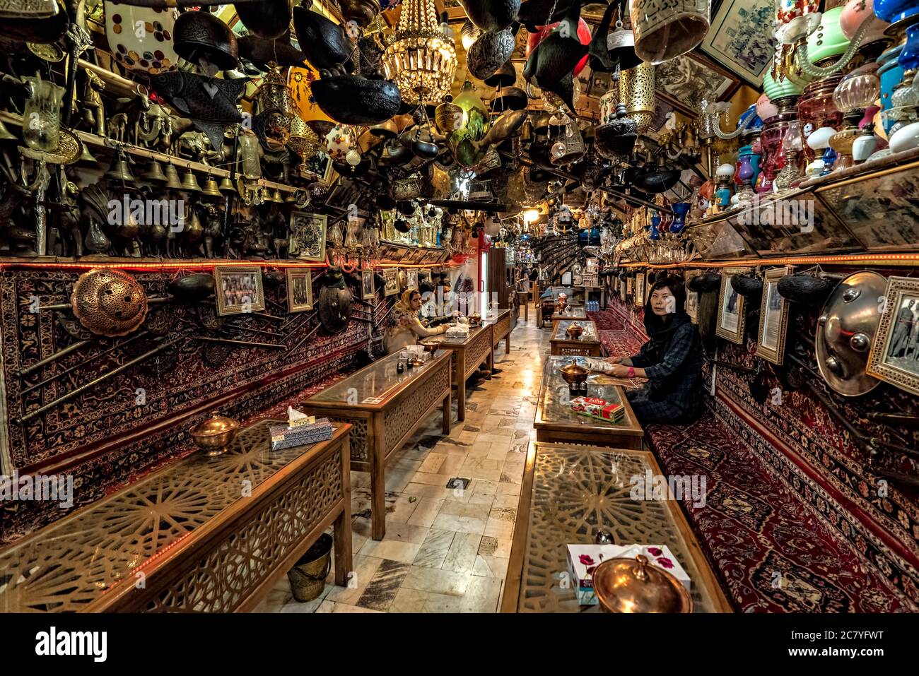 Famous Azadegan Cafe teahouse with its famous awkward decoration ...