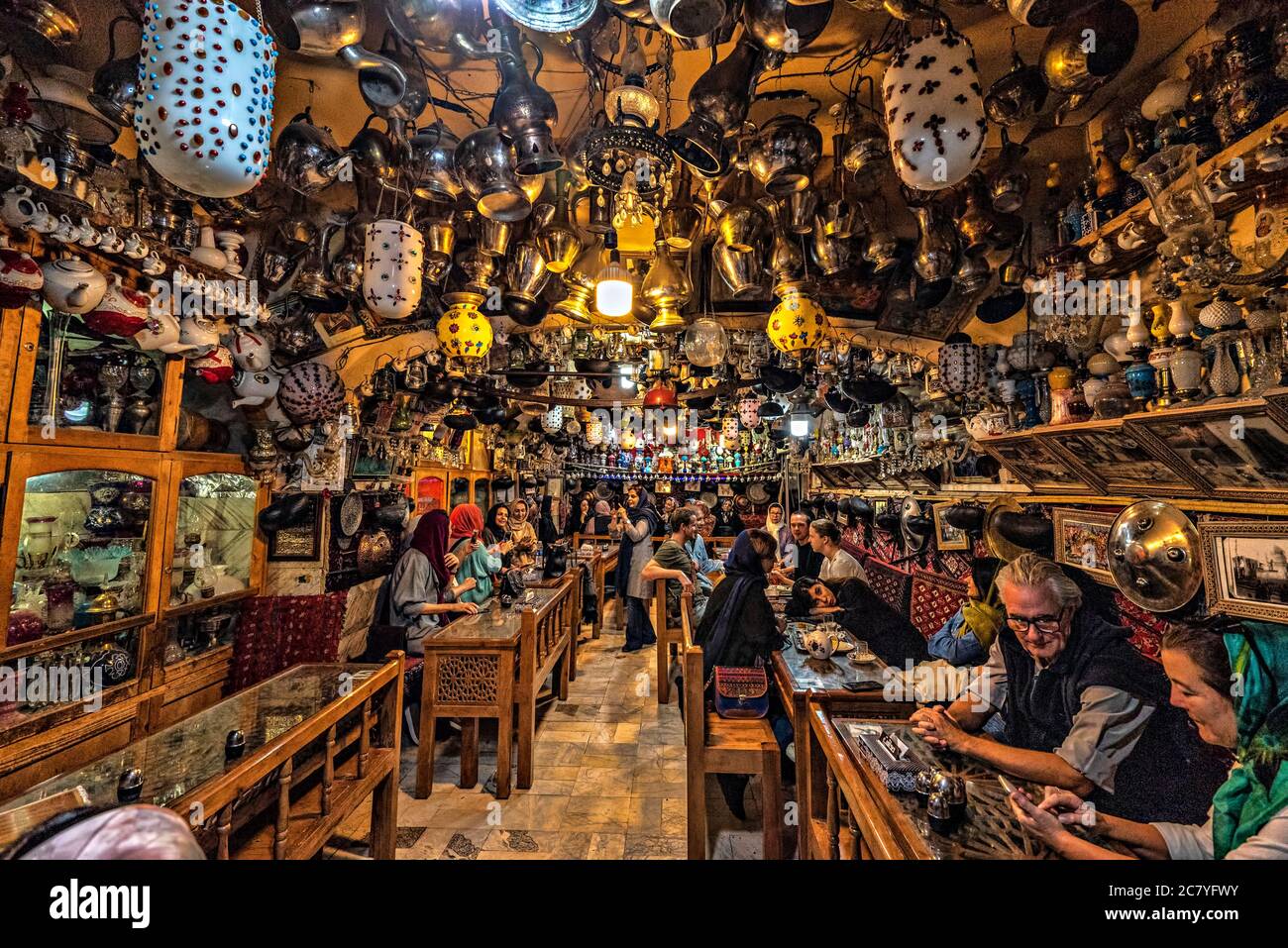 Famous Azadegan Cafe teahouse with its famous awkward decoration ...