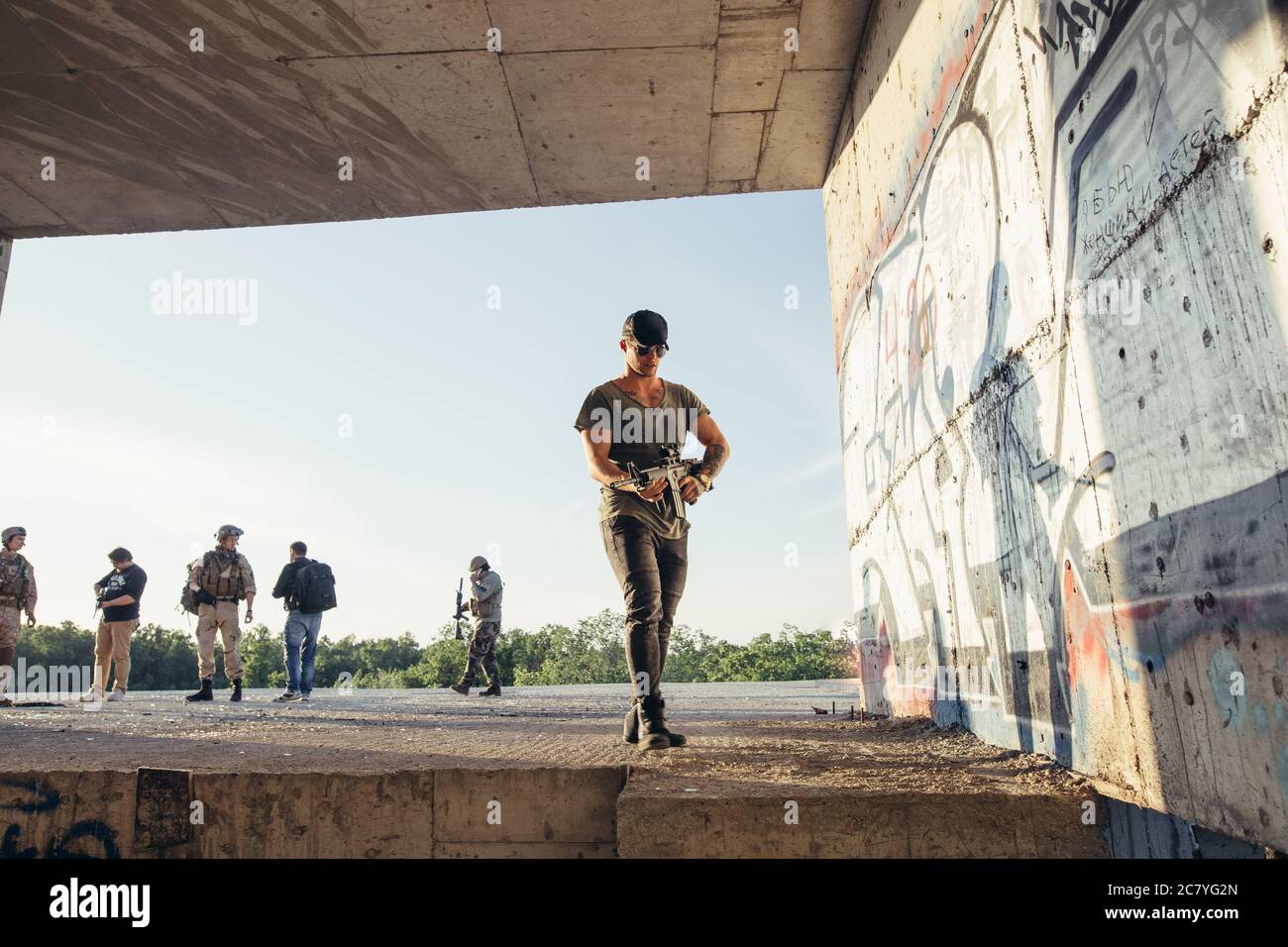 Portrait of Pensive American Soldier Resting from Military Operation ...