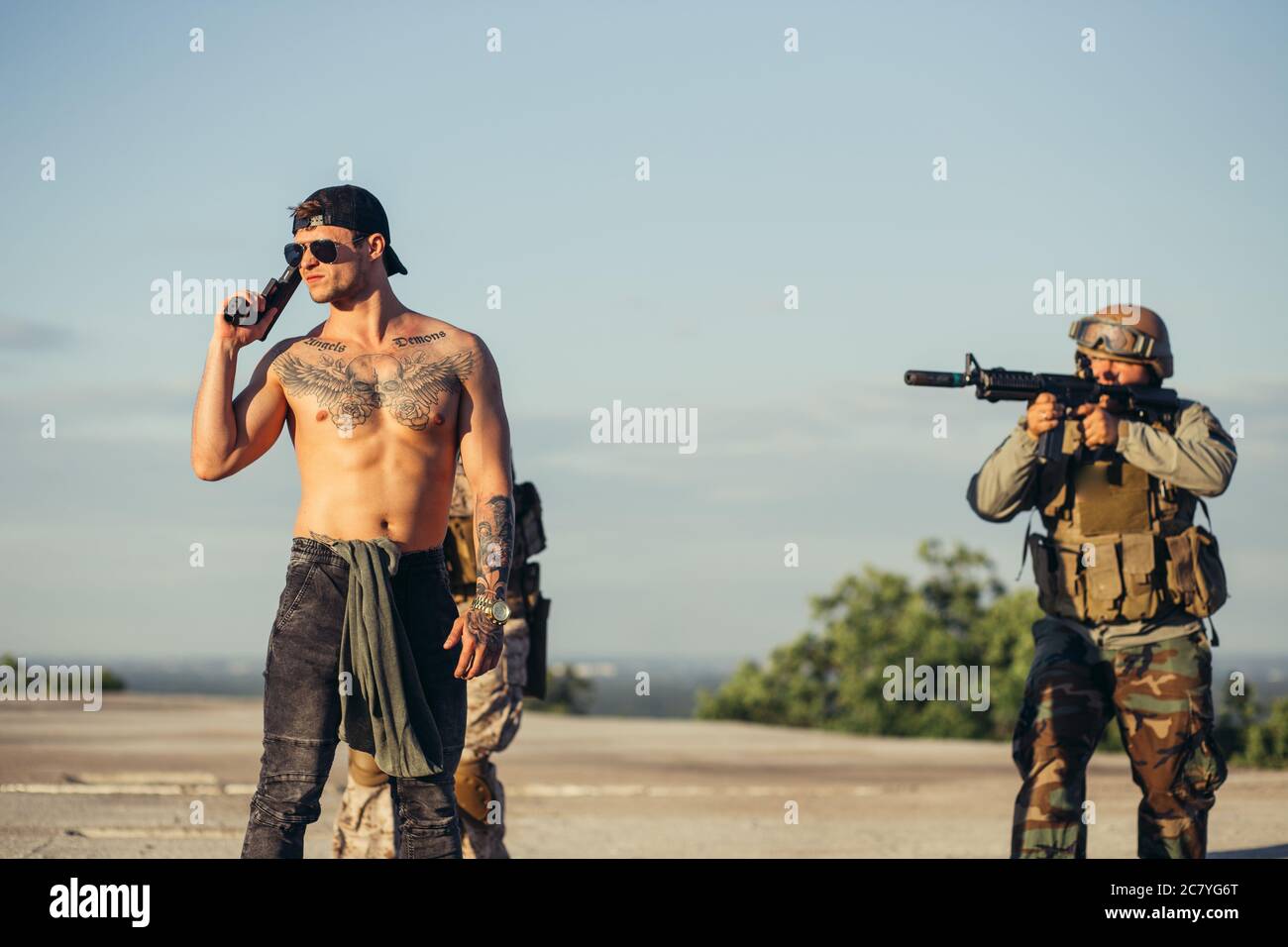 British special forces soldiers captured bandit hostage. war, army and ...