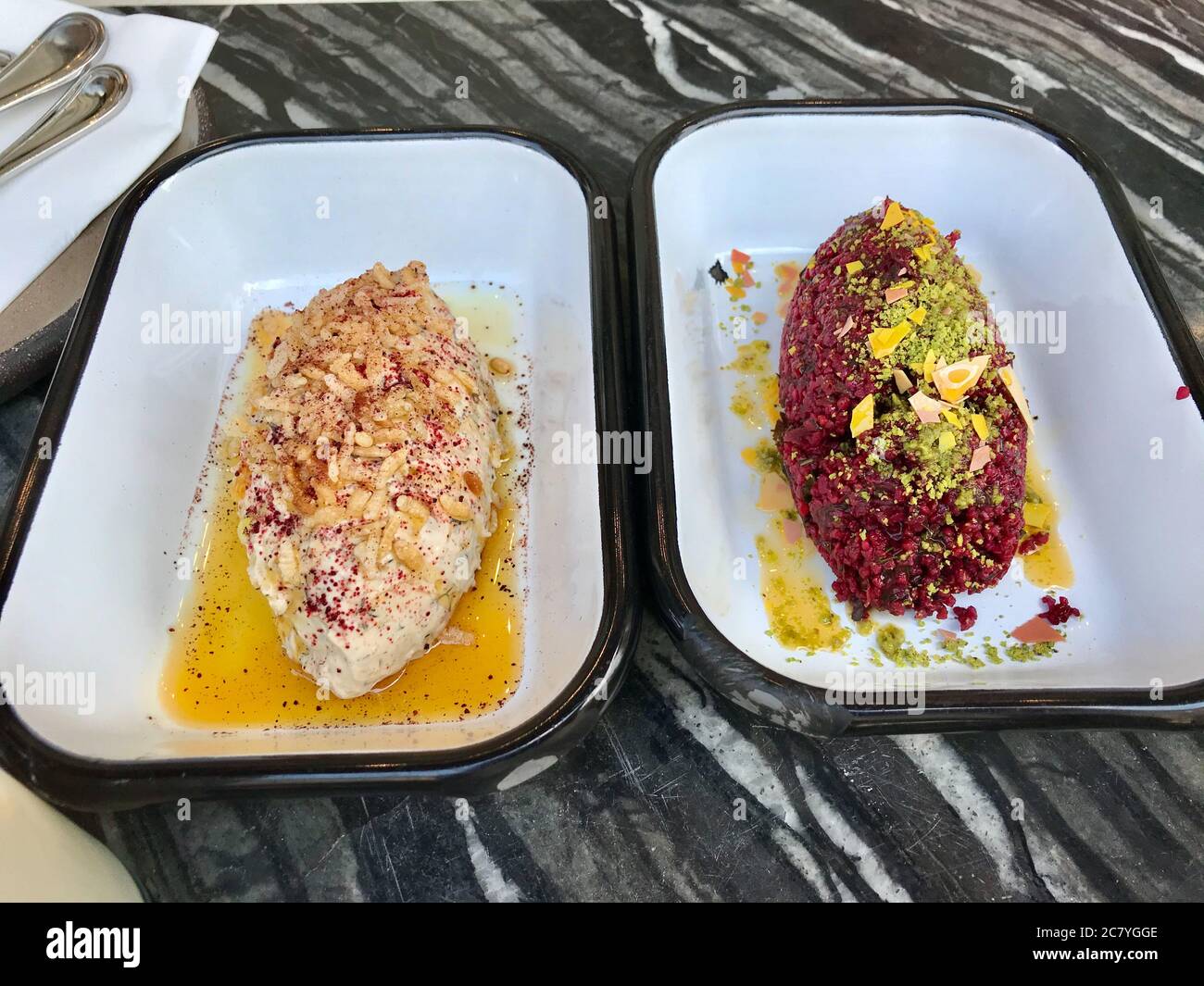 Turkish Greek Appetizer Meze Platter Nuraniye with Yogurt and Kisir ...