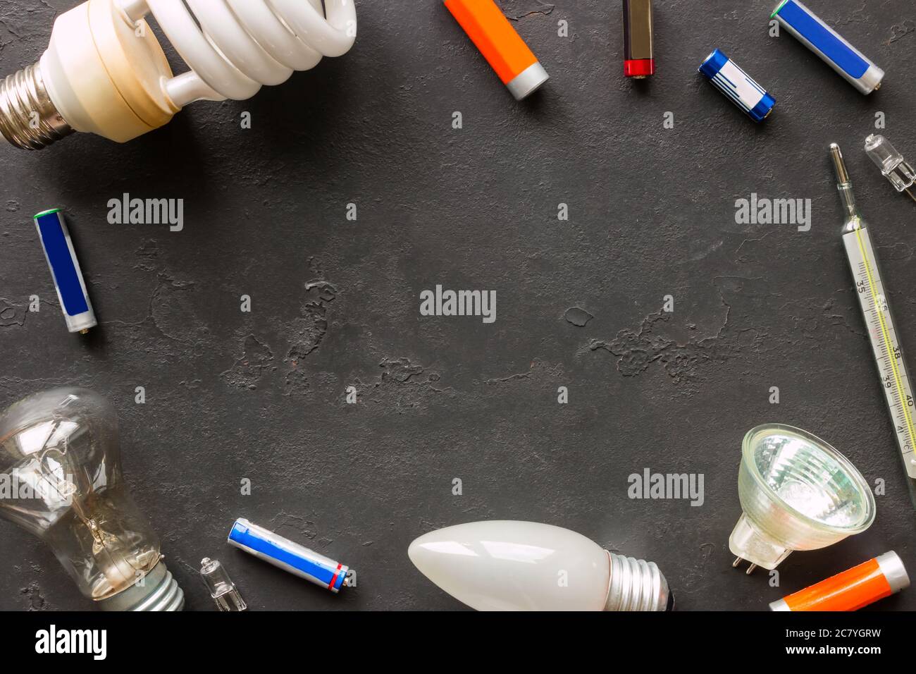 Hazardous waste on a black background mockup Stock Photo - Alamy
