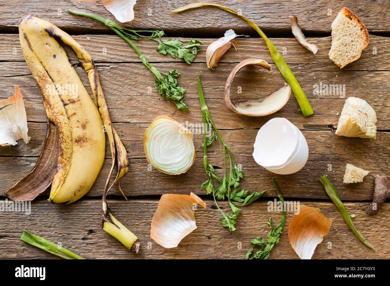 Vegetable and fruit peelings on table hi-res stock photography and ...