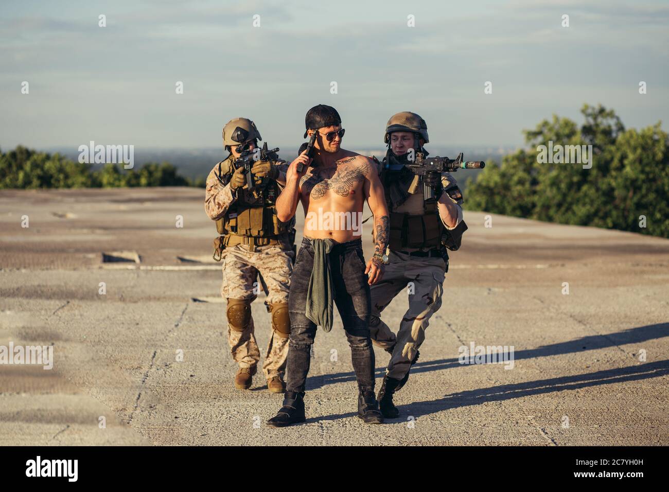 British special forces soldiers captured bandit hostage. war, army and ...