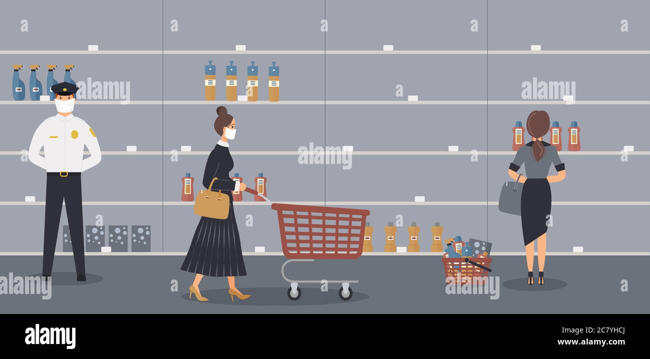 Household chemicals store is open during epidemic of virus. Security ...