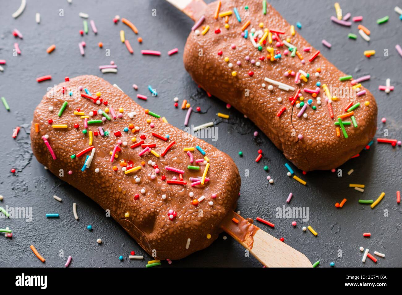 popsicle with multicolored sprinkles close-up Stock Photo - Alamy