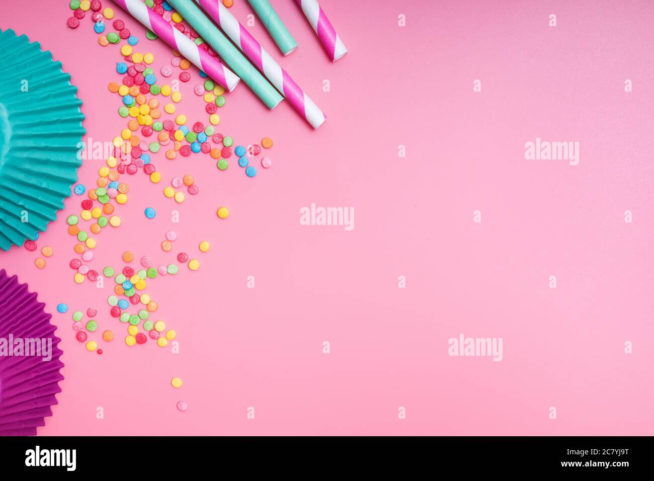 Colorful birthday party background with festive decor Stock Photo - Alamy