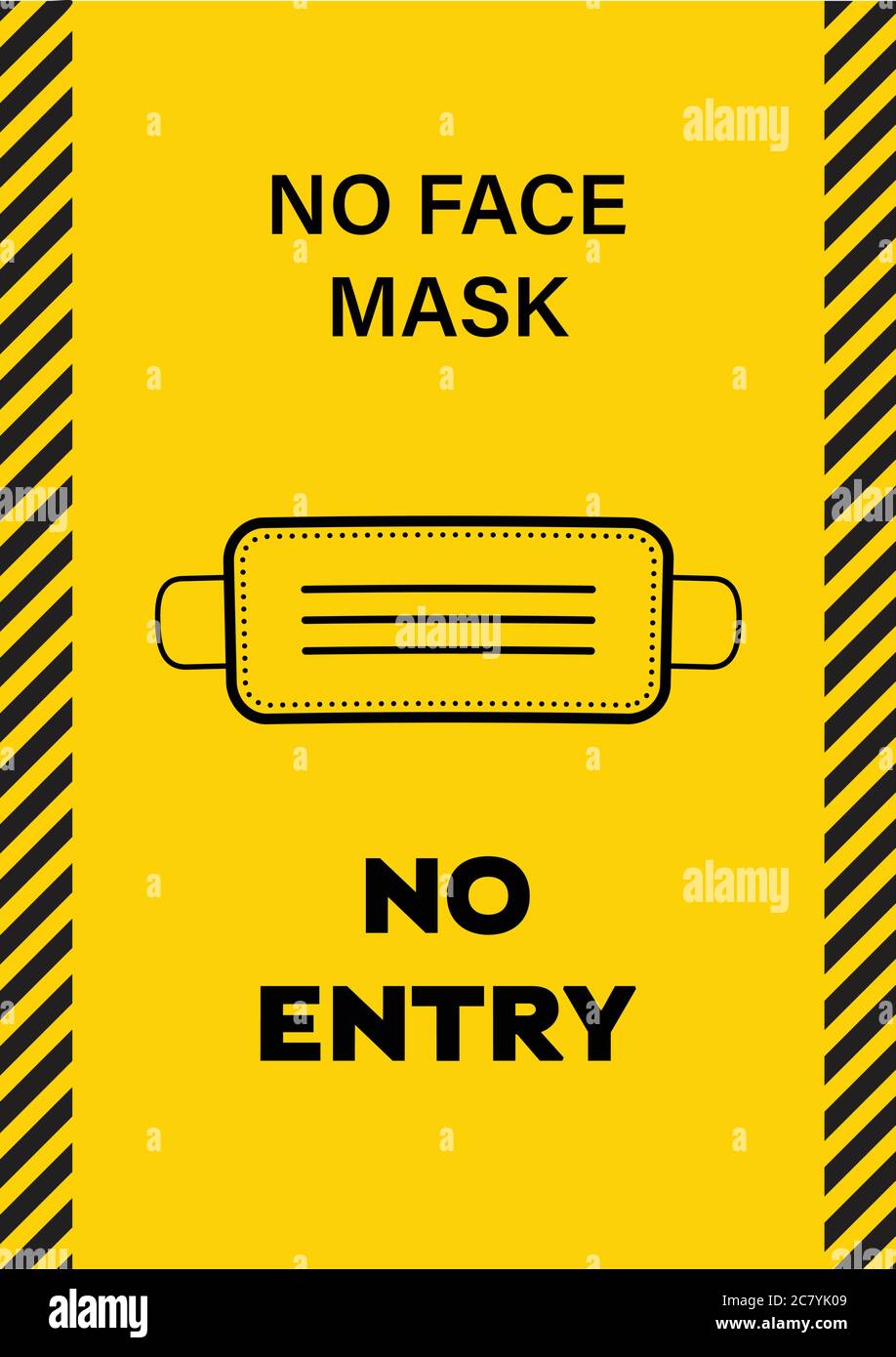 Sticker with the text, No Face Mask No Entry, Vector illustration ...
