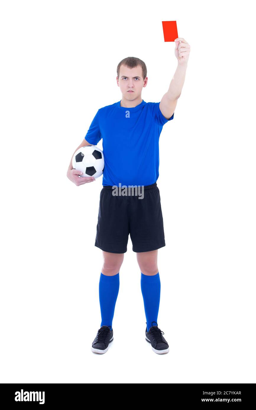football referee showing red card isolated on white background Stock ...