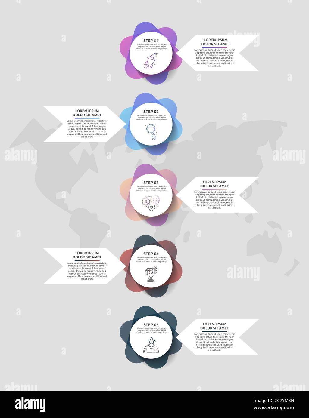 Infographics with 5 circles and arrows. Modern vector template. Can be ...