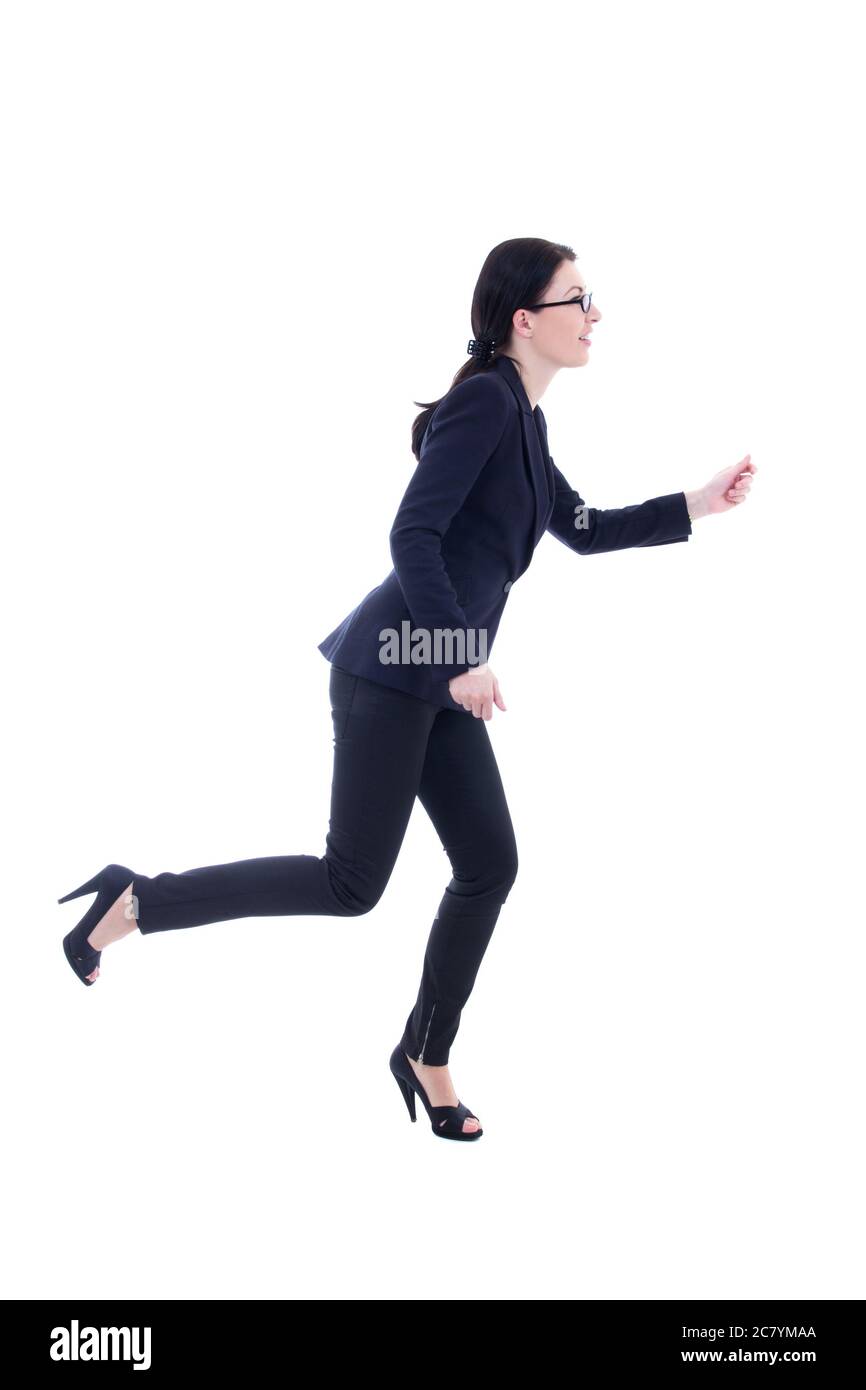 running business woman in suit isolated on white background Stock Photo ...