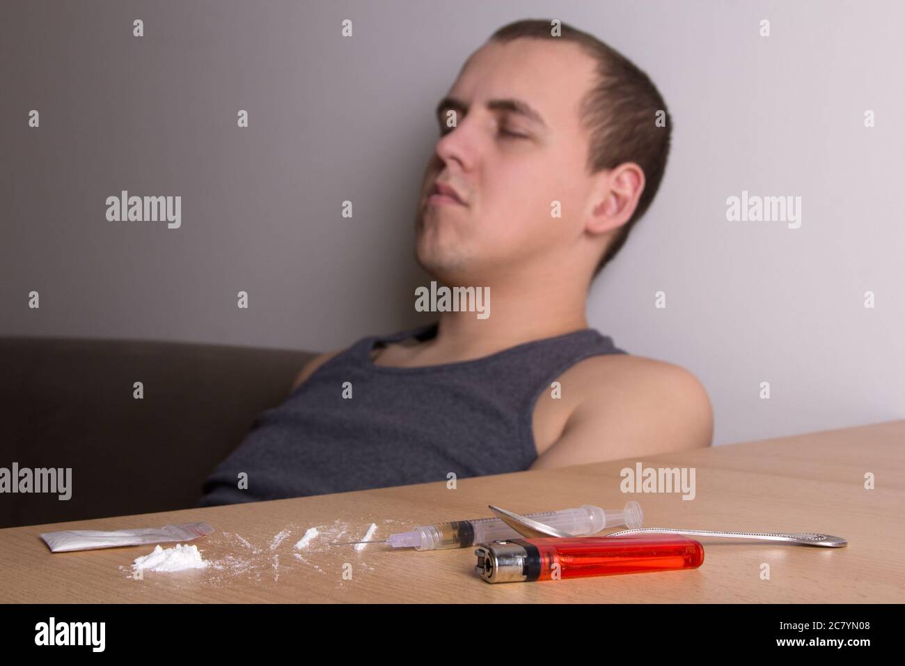 Young addict injecting drugs on hi-res stock photography and images - Alamy
