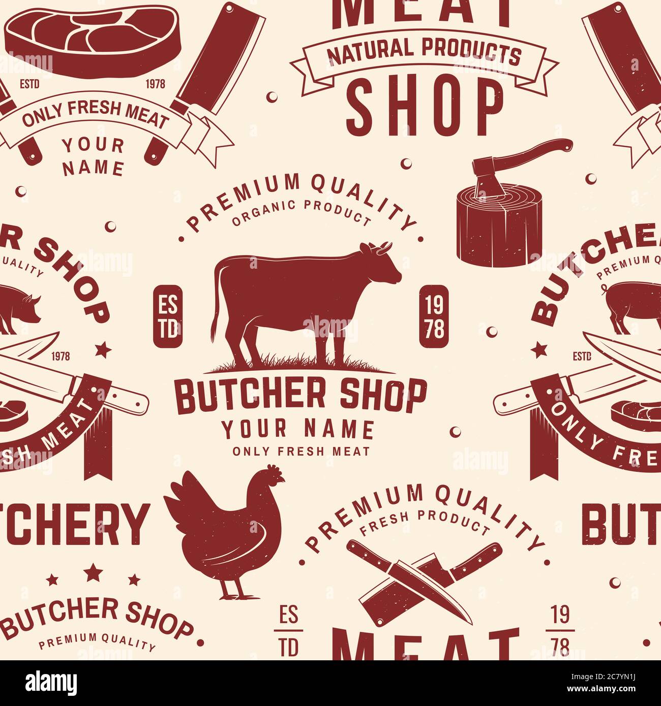 Buychery shop seamless pattern, background. Vector illustration ...