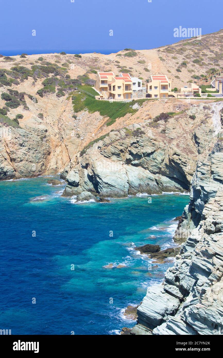 view of rocky sea coast on Crete island, Greece Stock Photo - Alamy