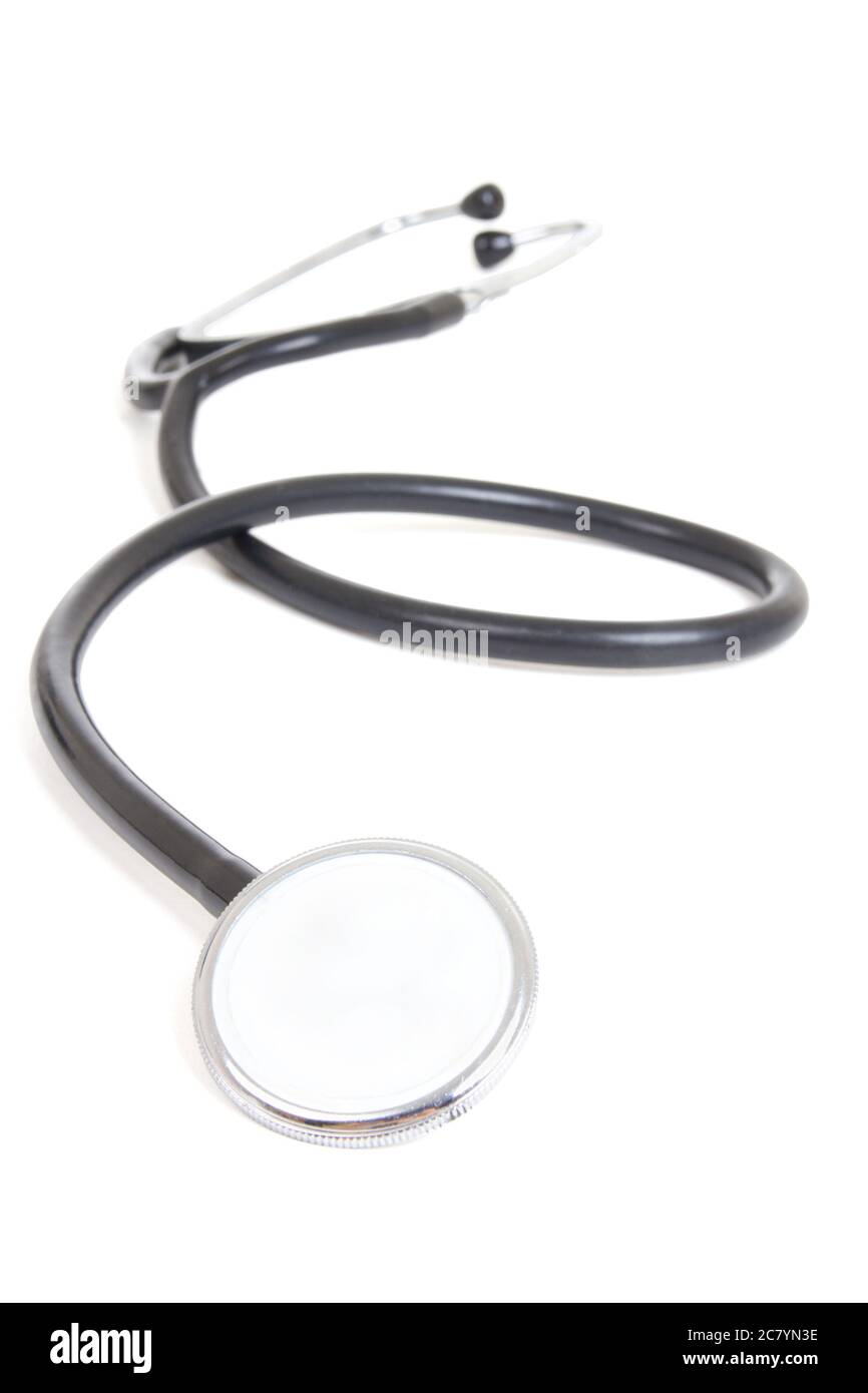 black plastic stethoscope isolated on white background Stock Photo - Alamy