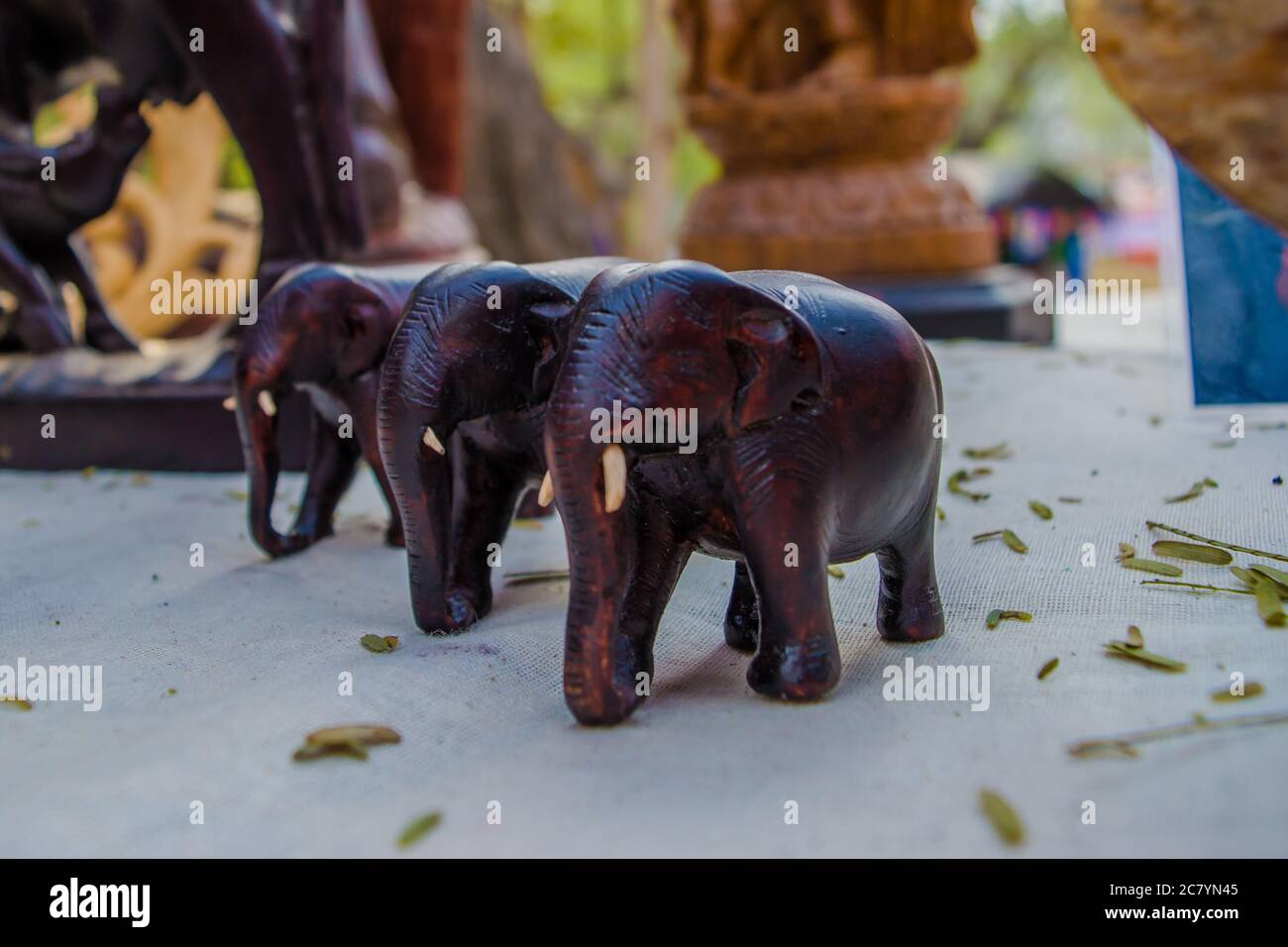 handmade wood elephant from surajkund handicraft fair Stock Photo - Alamy