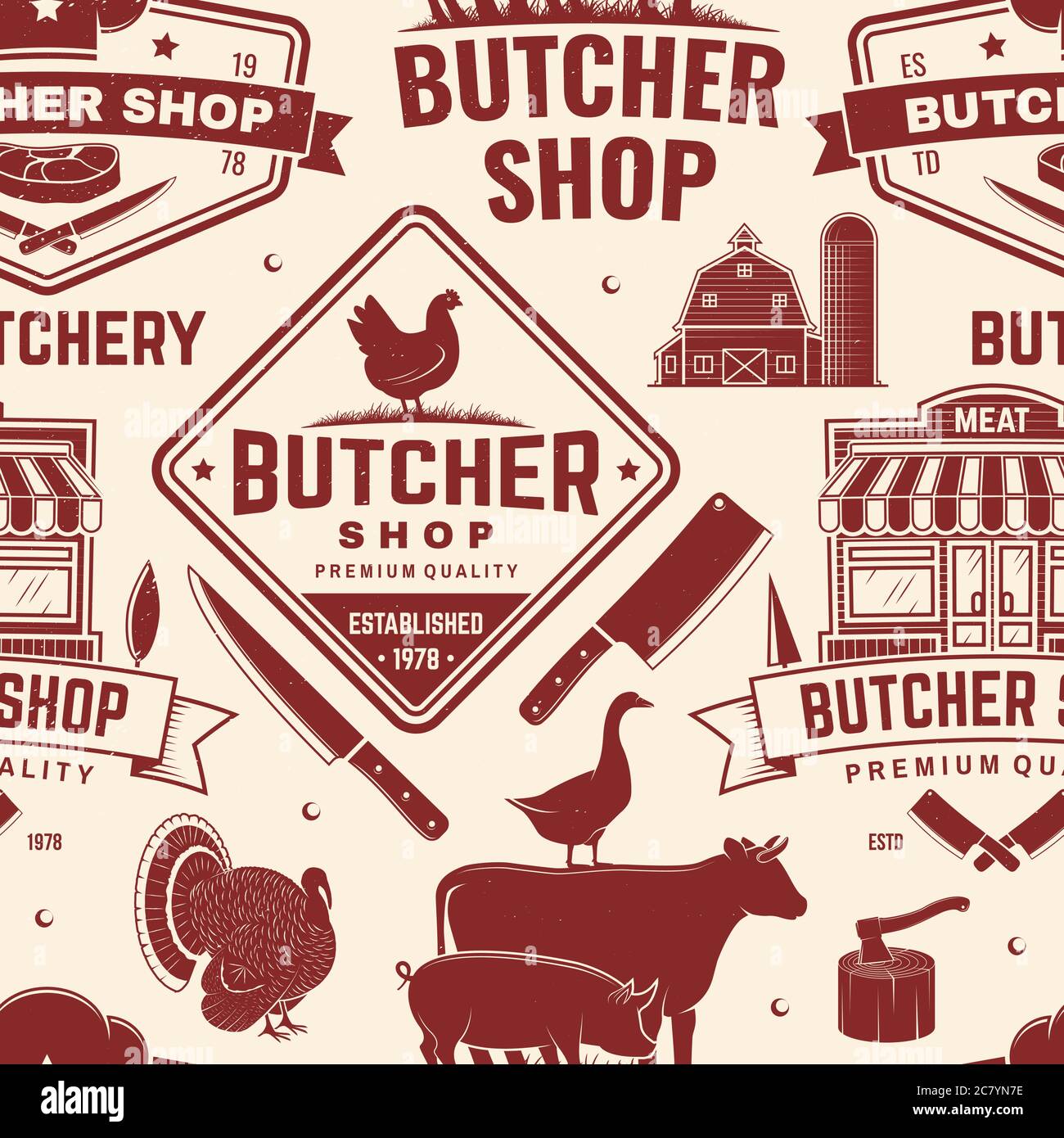Buychery shop seamless pattern, background. Vector illustration ...