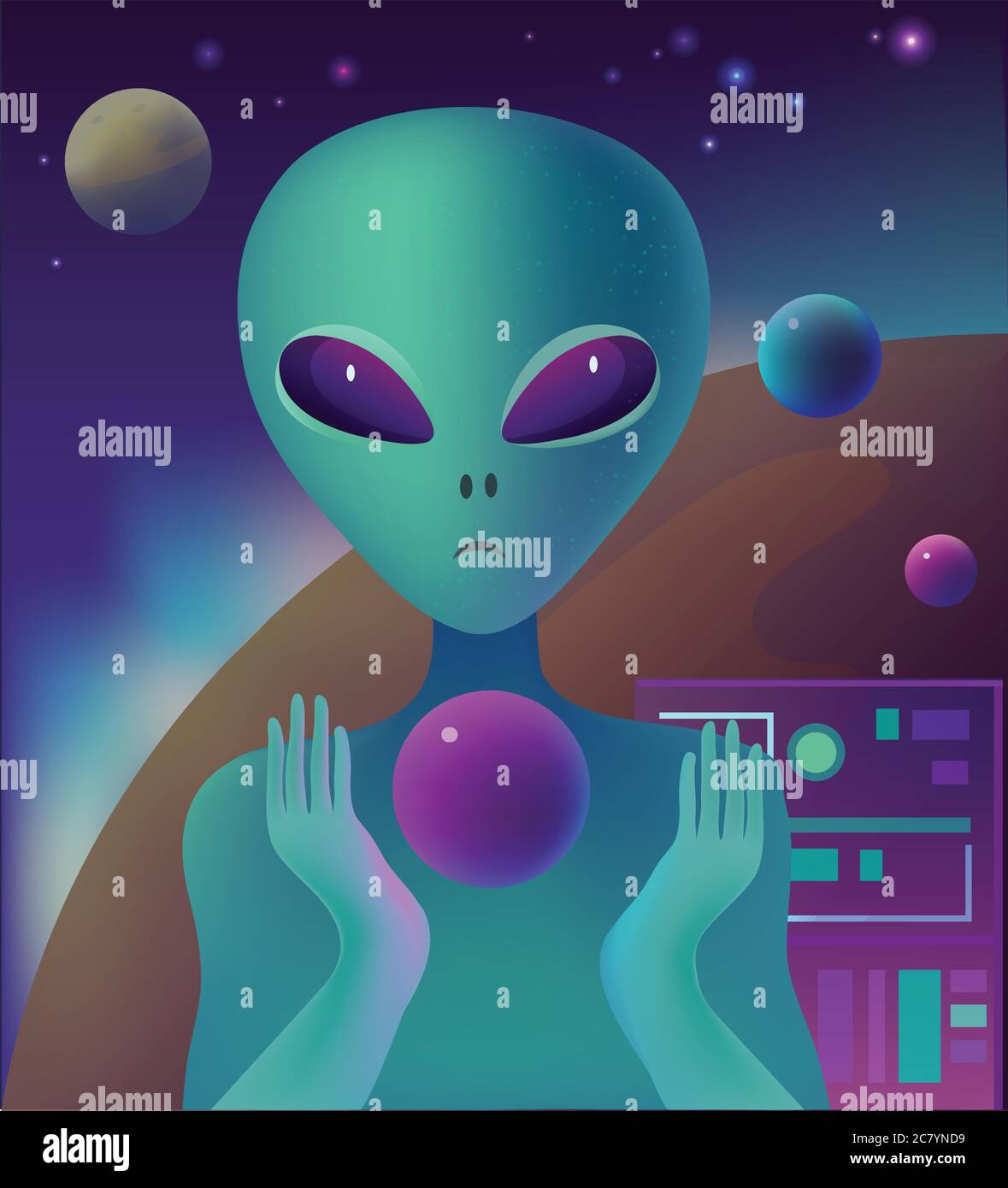 Cute space galaxy planets Stock Vector Images - Alamy