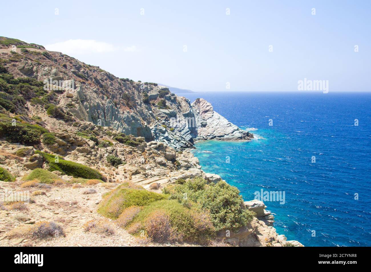 view with blue lagoon on Crete island in Greece Stock Photo - Alamy