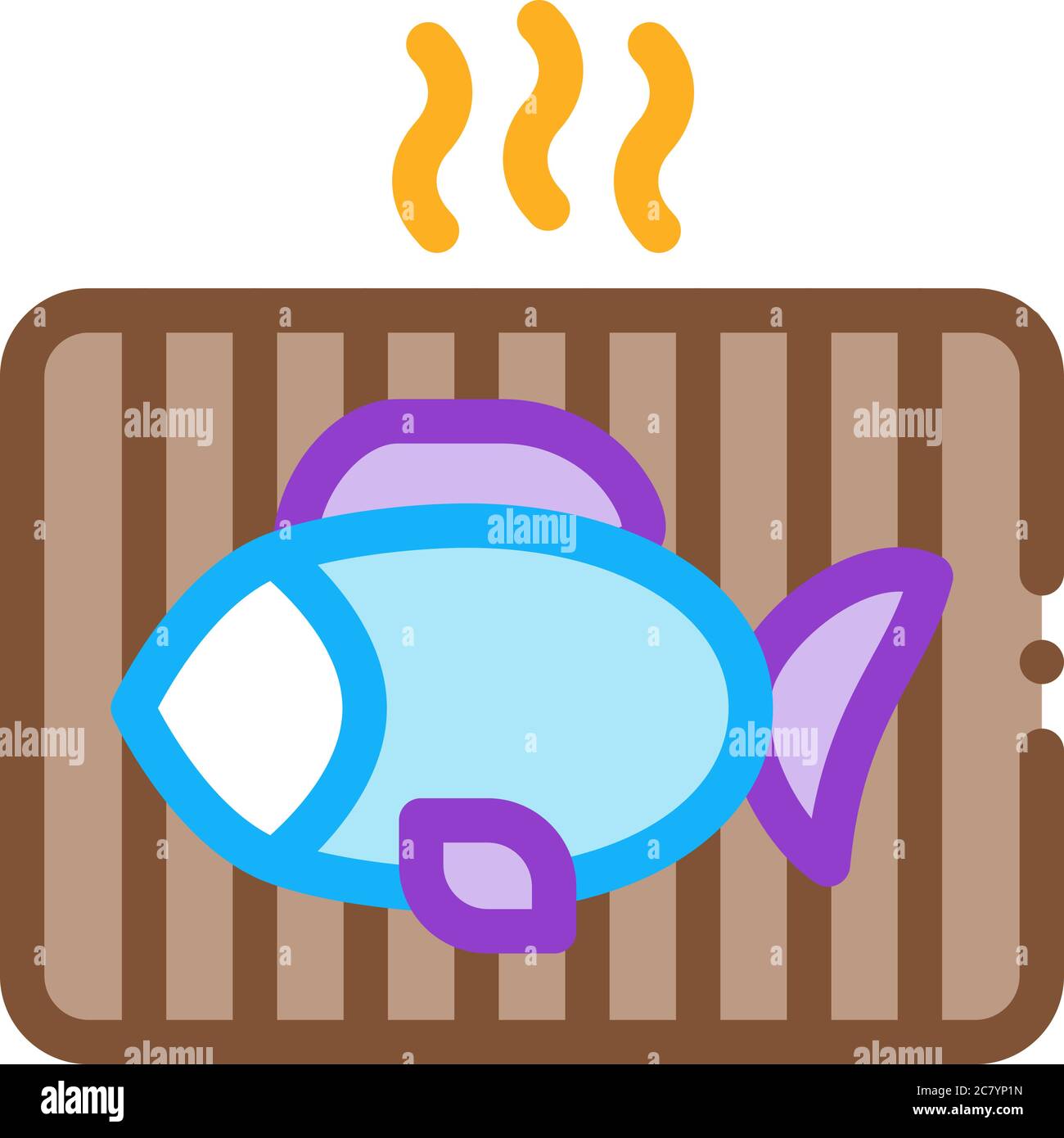 cooking bbq fish icon vector outline illustration Stock Vector Image ...