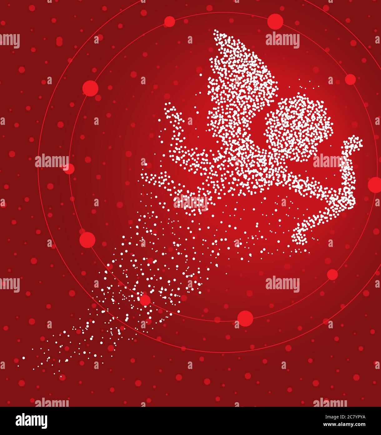 Cupid made with a plot of points that fly to draw the figure on bright ...