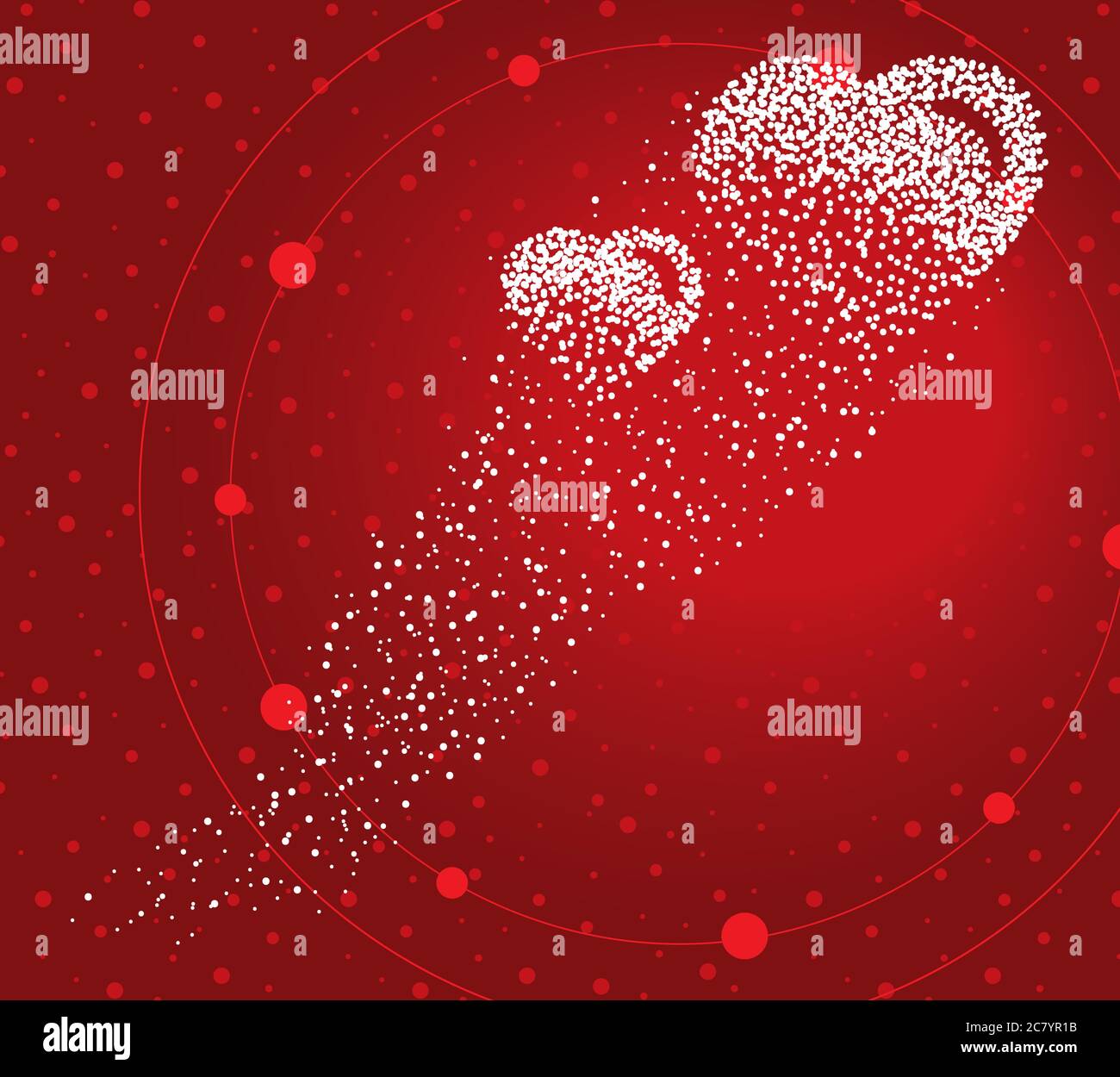 Two hearts mades with a plot of points that fly to draw the figure on ...