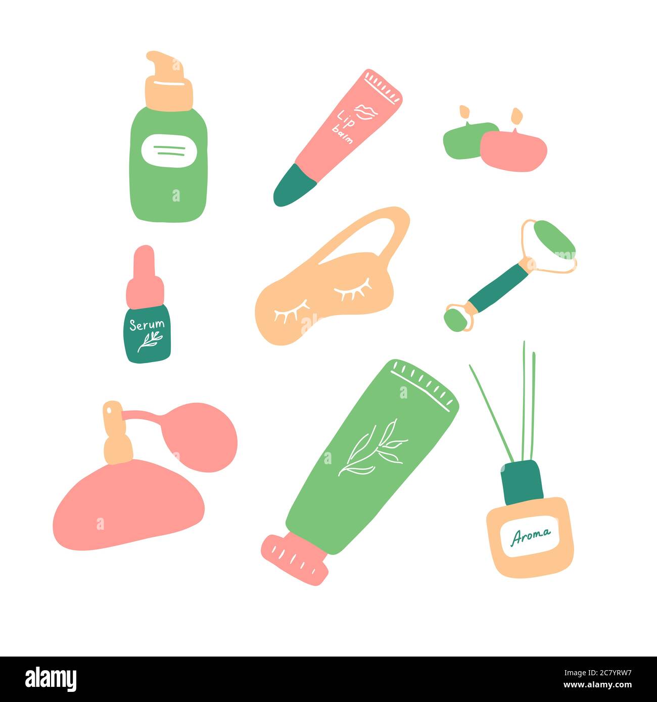 Skin care. Cosmetic products and accessories. Beauty icons for digital ...