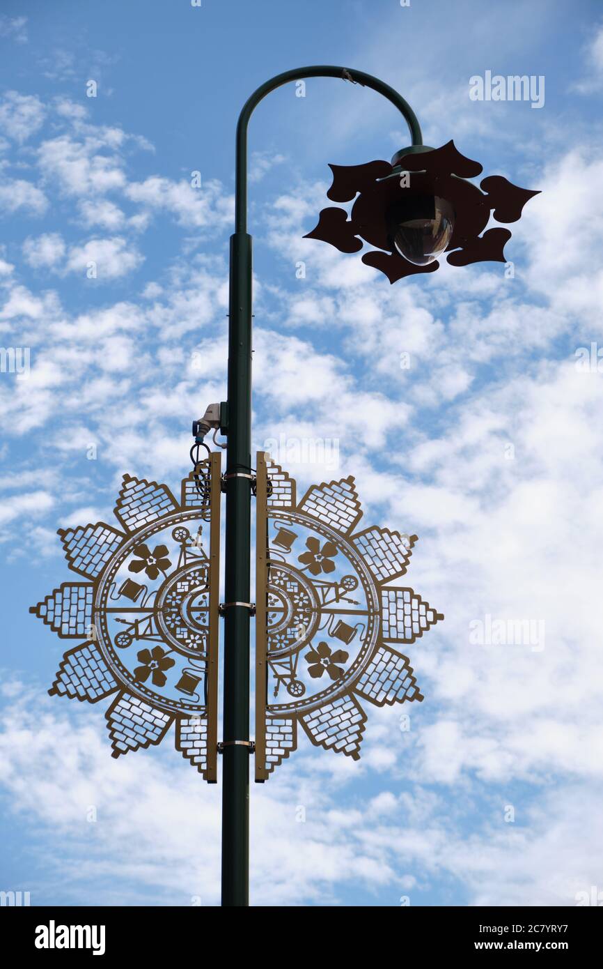 Silhouette of a street lamp post at Brick Lane, Shoreditch, London, UK ...