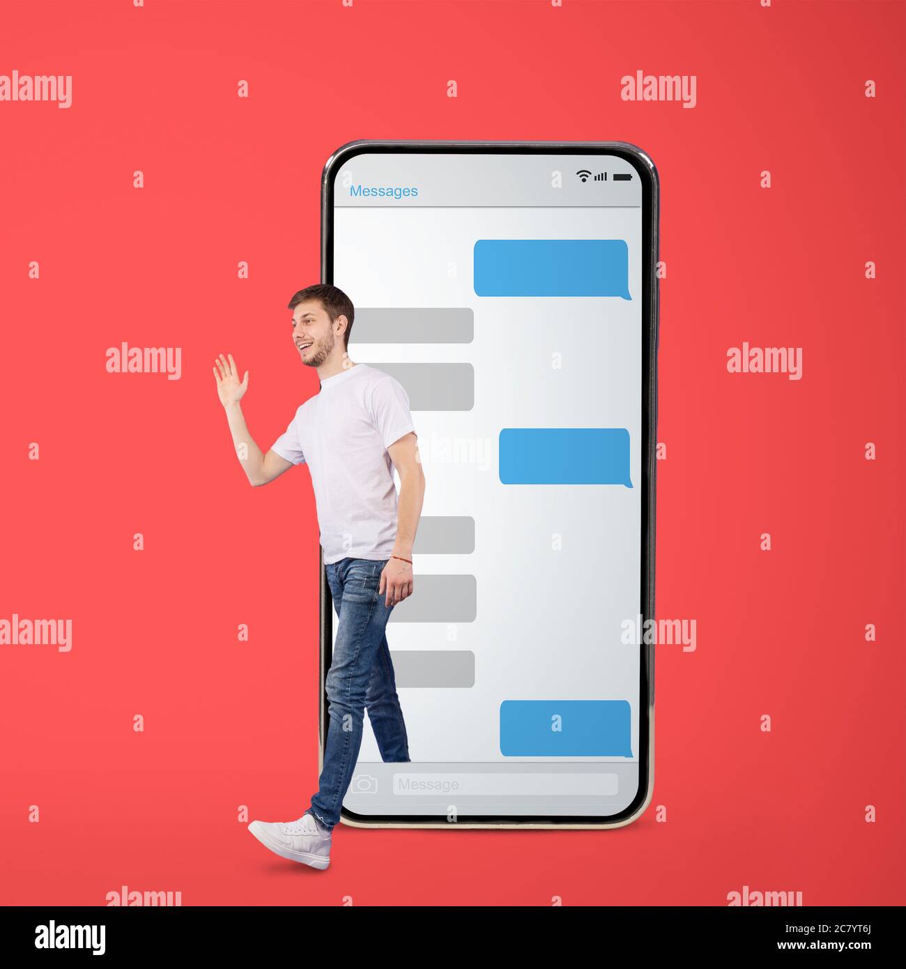 Collage young people waving hi-res stock photography and images - Alamy