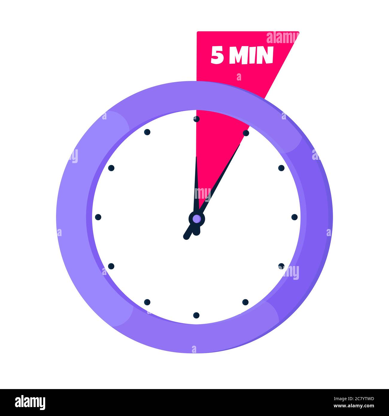 Five minutes on analog clock face flat style design vector illustration ... Five minutes on analog clock face flat style design vector illustration ...