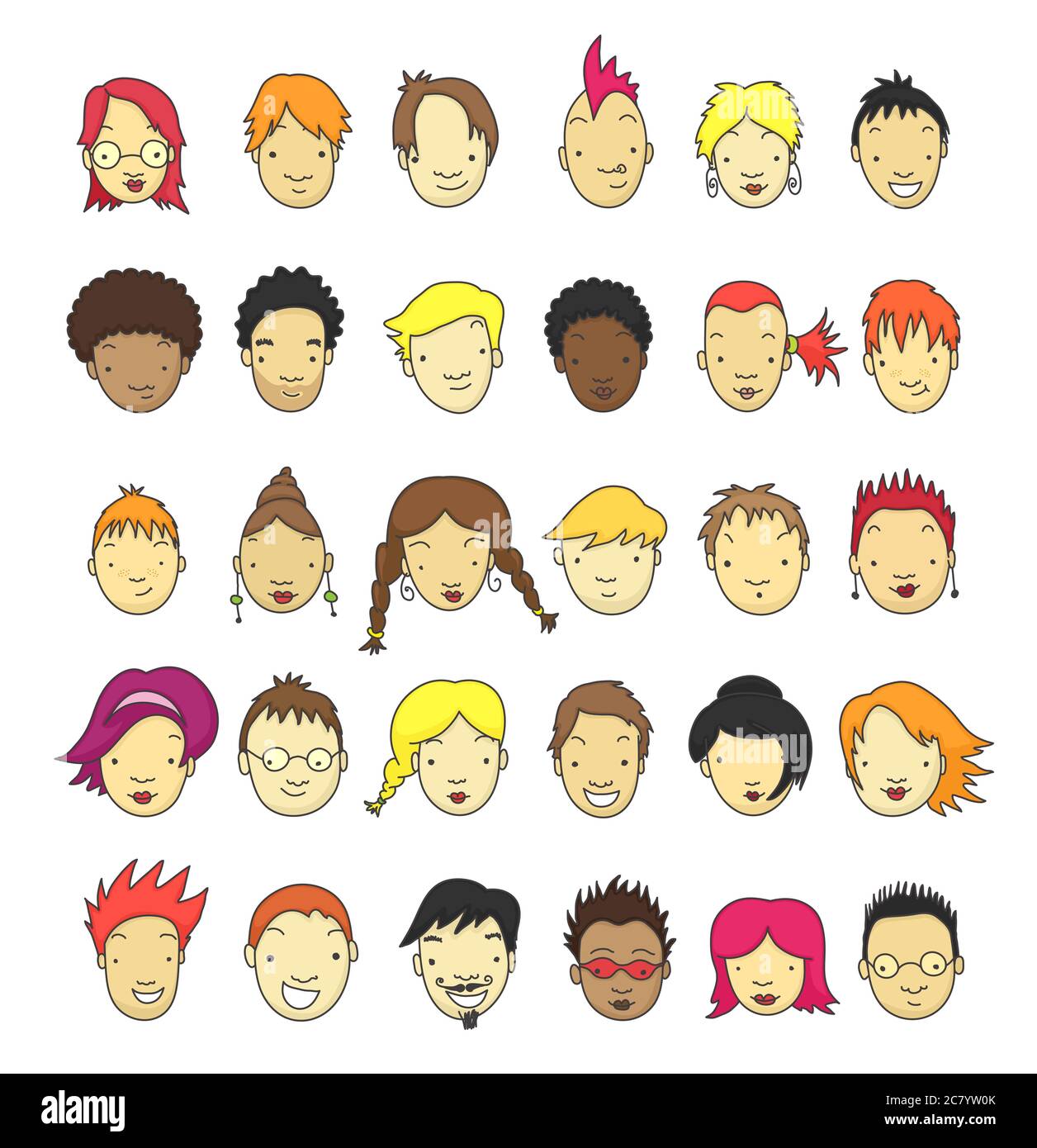 Cartoon kids faces set hi-res stock photography and images - Alamy
