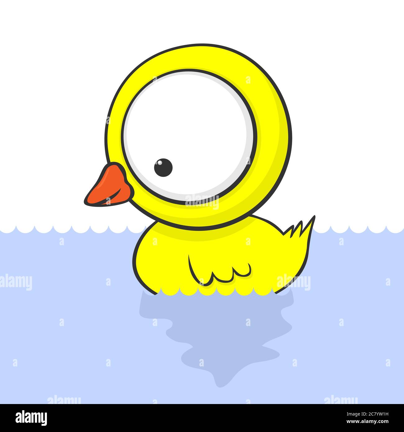 Cute Cartoon Duck With Big Eyes