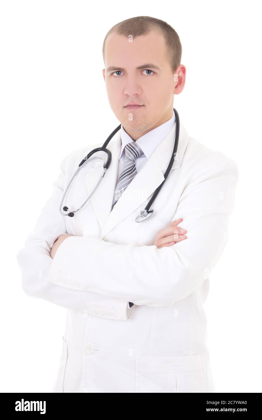 portrait of young attractive doctor isolated on white background Stock ...