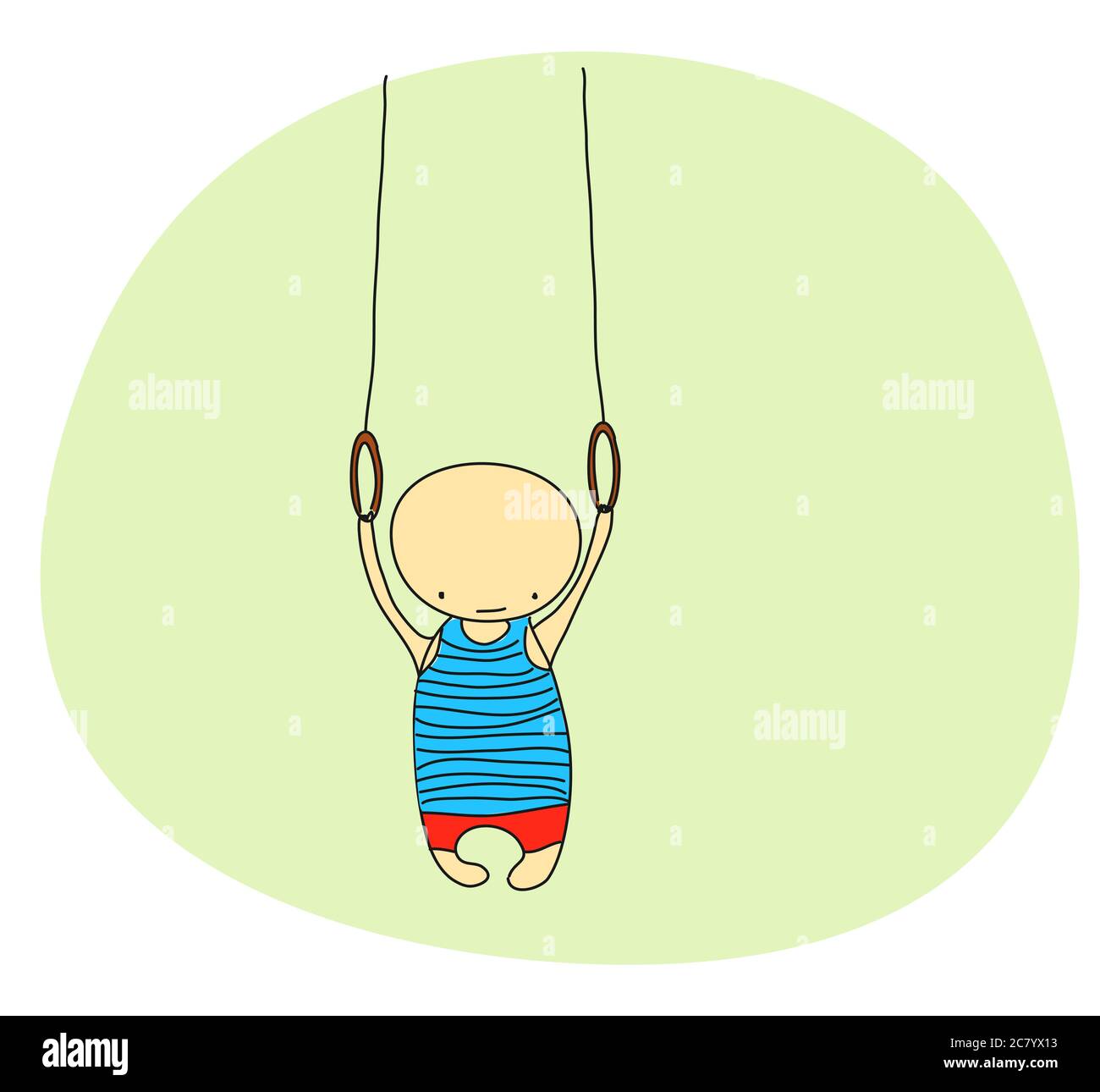 Cute doodle gymnast on still rings Stock Photo - Alamy