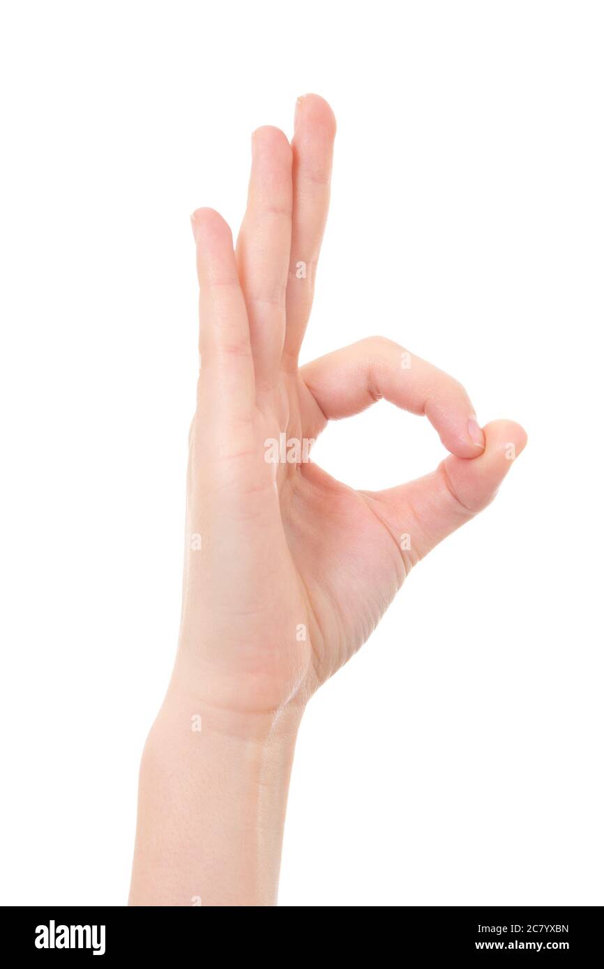 female hand showing ok sign isolated on white background Stock Photo ...