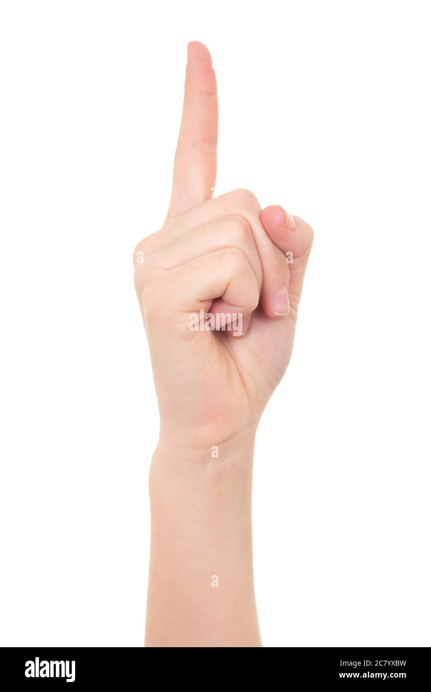 female hand showing idea gesture isolated on white background Stock ...