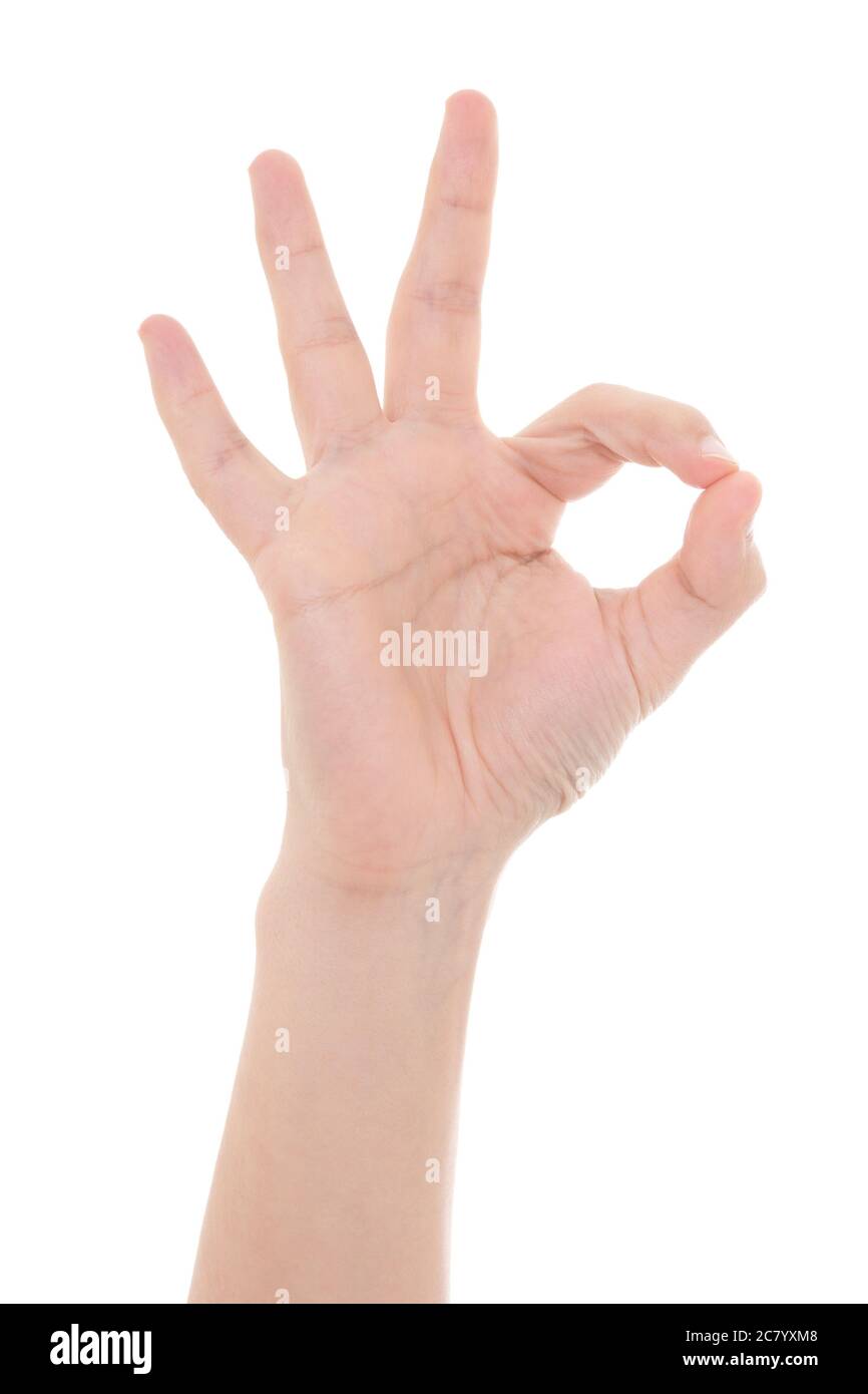 male hand showing okay sign isolated on white background Stock Photo ...