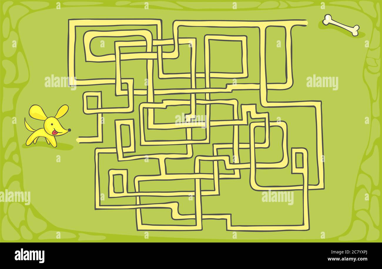 Help the dog find his bone , maze game Stock Photo - Alamy