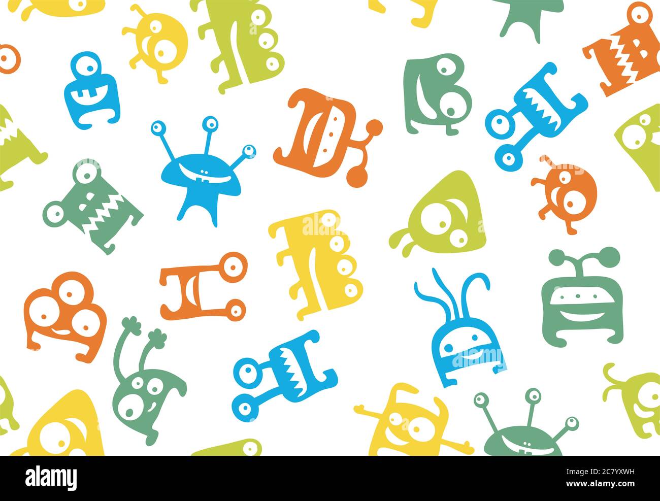 Colorful, seamless monster pattern for kids Stock Photo - Alamy