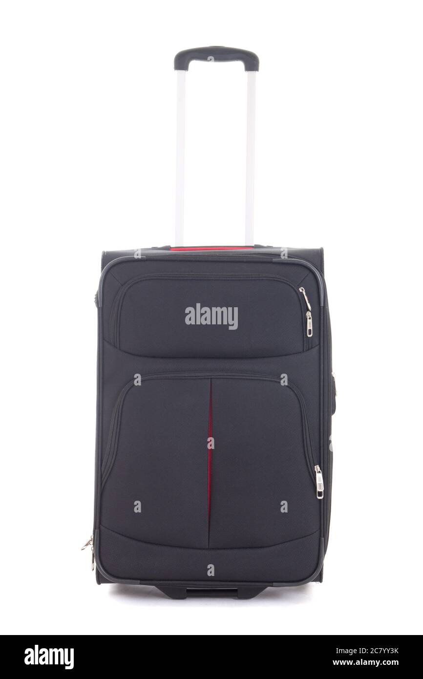 big black travel suitcase isolated on white background Stock Photo - Alamy