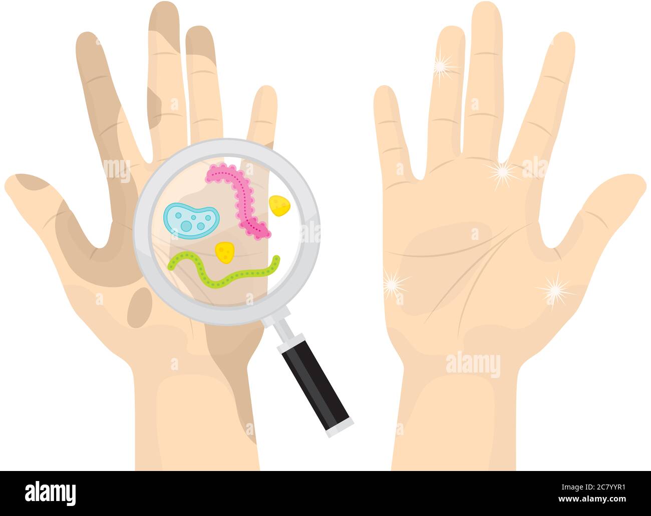 cleaning hands virus bacteria hygiene illustration Stock Photo - Alamy