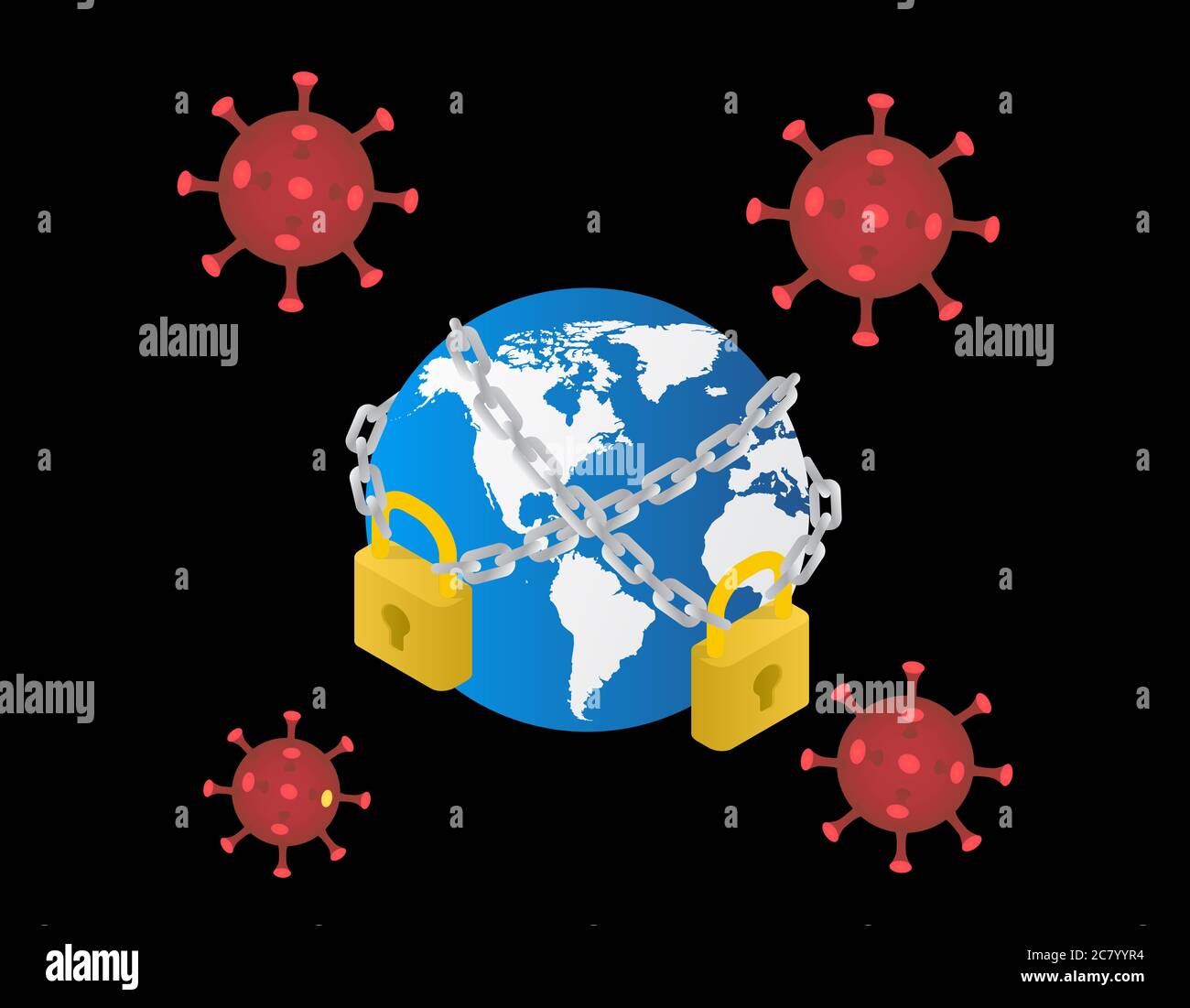 coronavirus covid 19 virus lockdown world red illustration Stock Photo ...