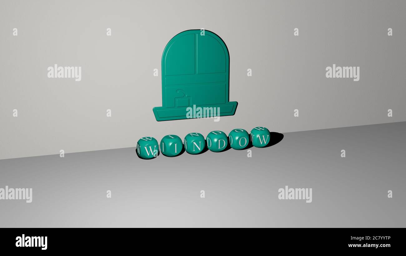 3D graphical image of window vertically along with text built by ...